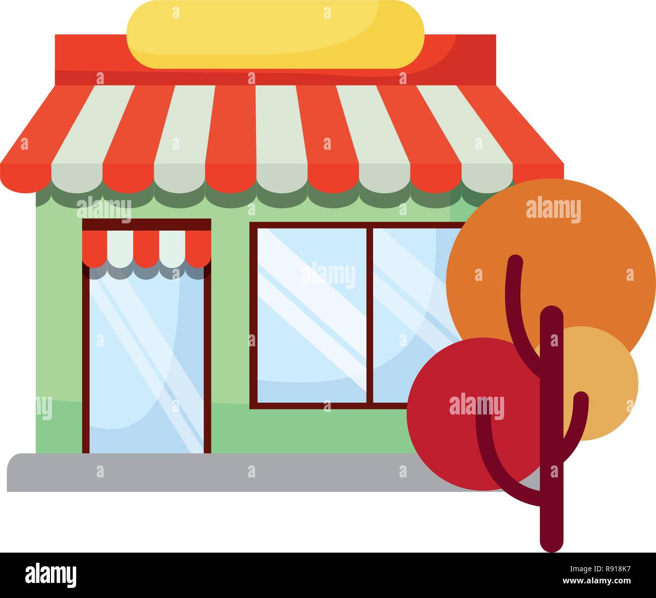 market building with trees exterior vector illustration Stock Vector ...