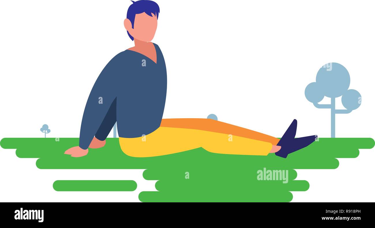 man sitting in the landscape vector illustration Stock Vector Image ...