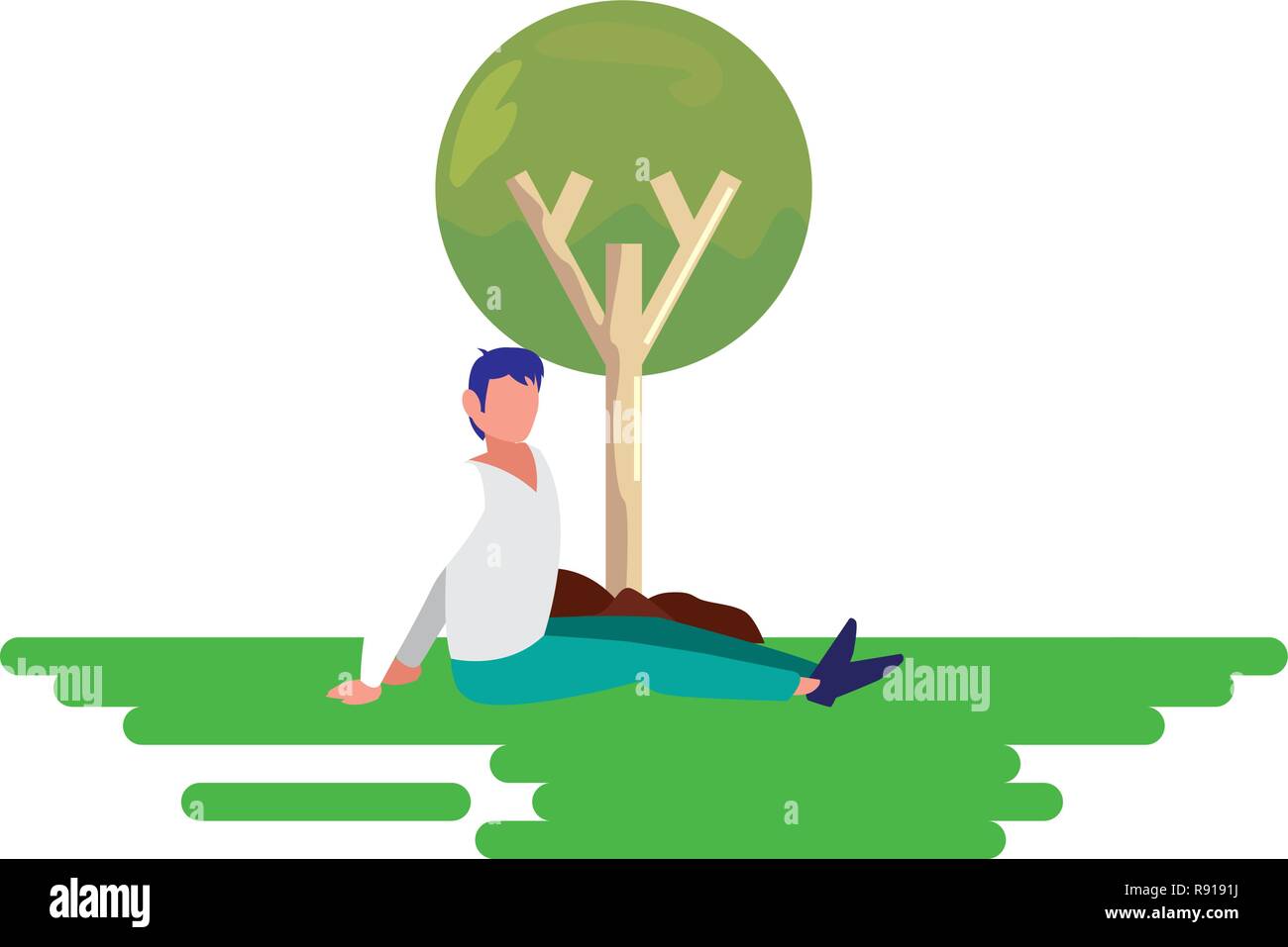 man sitting in the landscape vector illustration Stock Vector Image ...