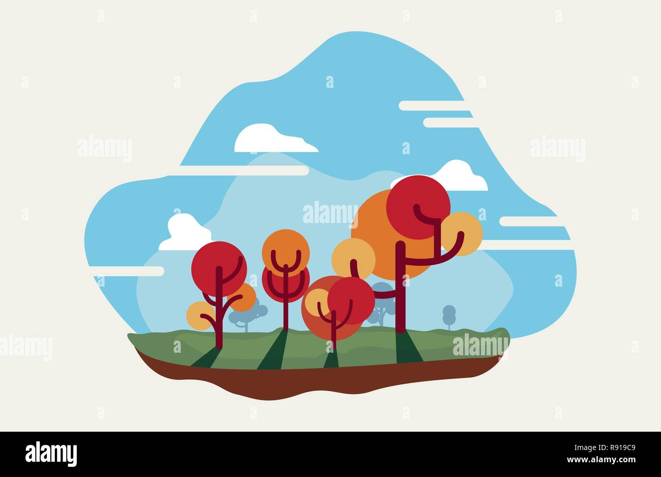 natural trees sky nature landscape vector illustration Stock Vector ...