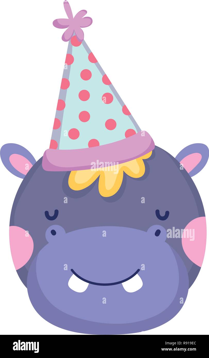 cute and little hippo character with party hat Stock Vector Image & Art ...