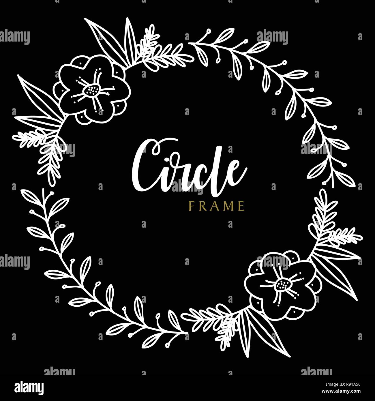 Circle Frame Flower Hand Drawn Template Stock Vector Image & Art - Alamy