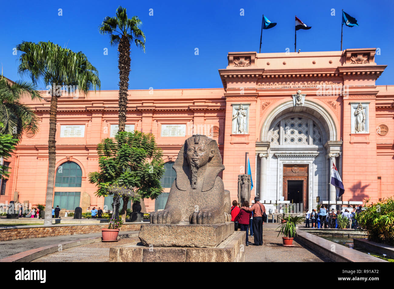 Cairo, Egypt - Nov 2nd 2018 - Tourists in front of the main entrance of ...