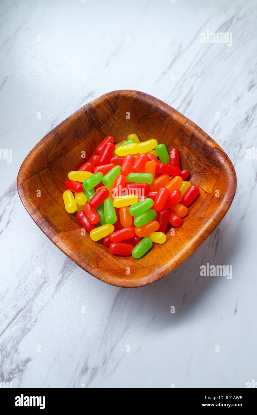 Fruit flavored colorful candy jelly bean gummies Stock Photo - Alamy