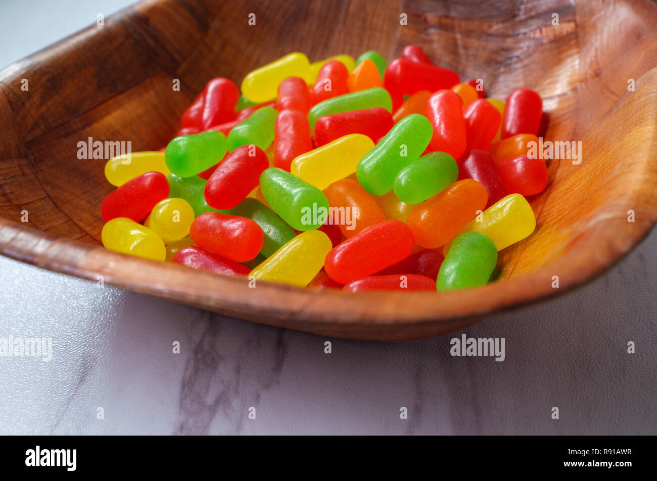 Fruit flavored colorful candy jelly bean gummies Stock Photo - Alamy