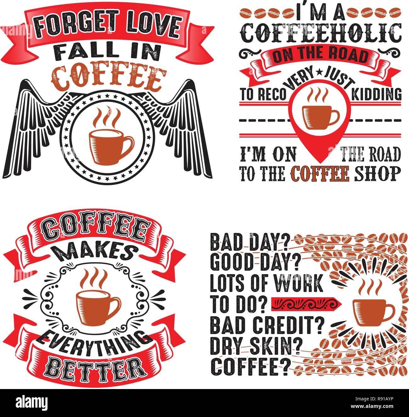 Coffee Quote and Saying set bundle Stock Vector Image & Art - Alamy