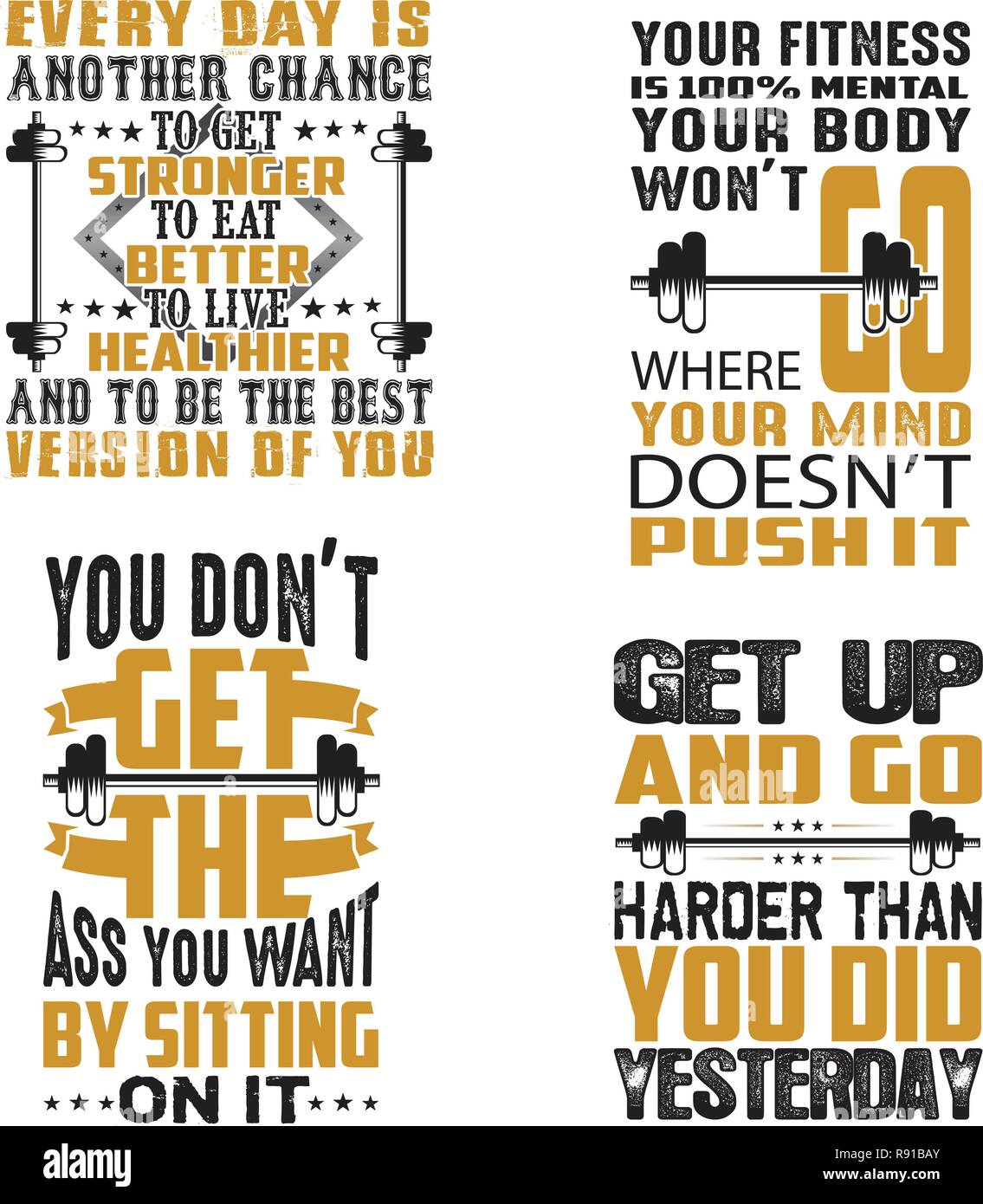 Gym Quote and Saying Set Stock Vector Image & Art - Alamy