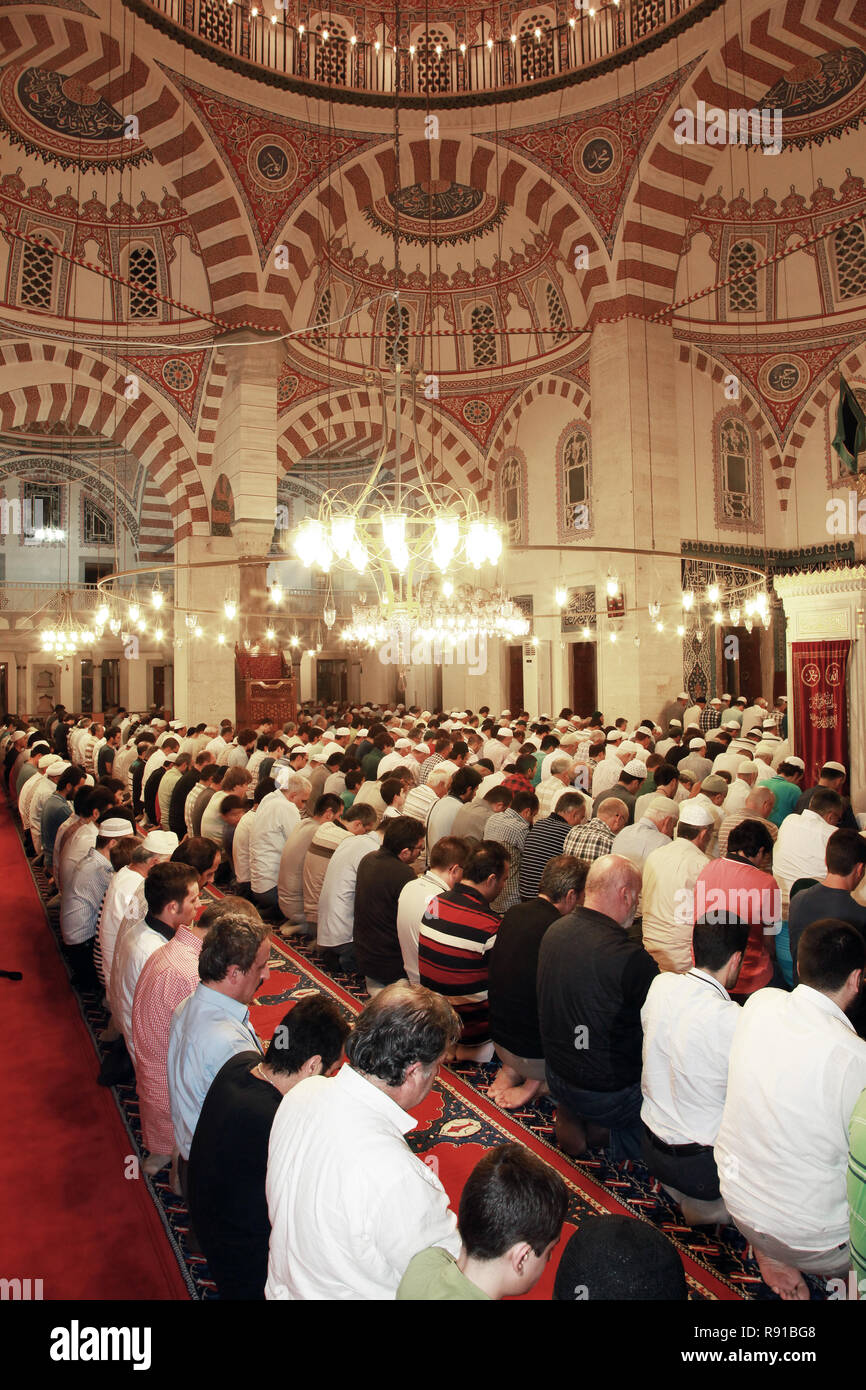 People praying at Ramadan night in Mosque, Istanbul, Turkey Stock Photo ...