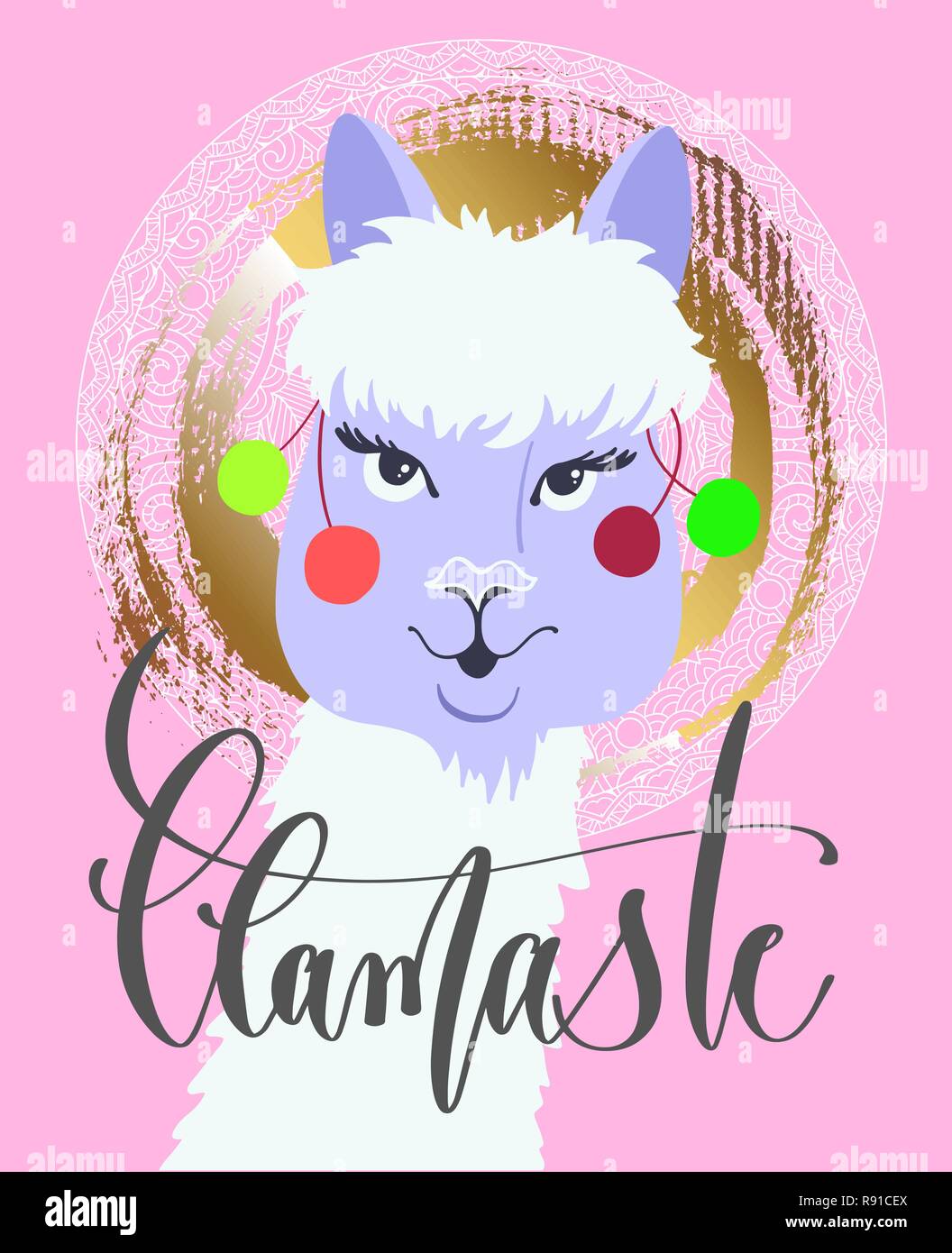 llamaste - funny poster or greeting card with beautiful llama po Stock ...