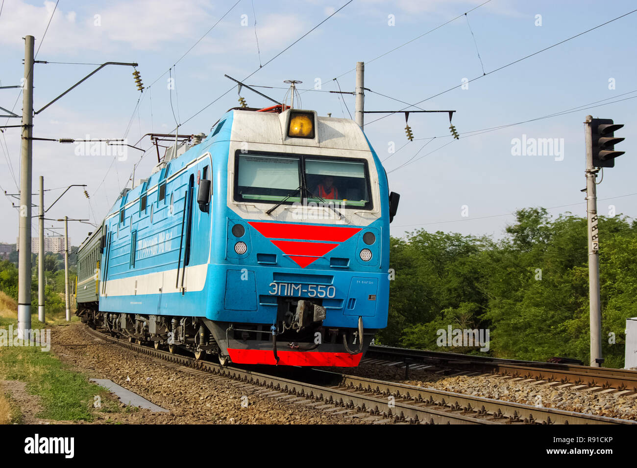 Novosibirsk, Russia - July 20, 2018: locomotive or engine is a rail ...