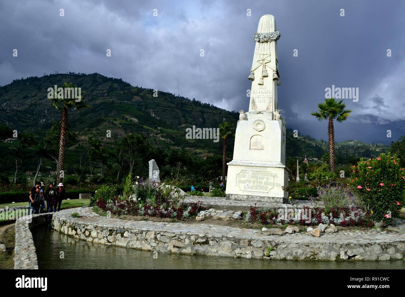 Monument in memory of the fallen - Old Yungay where an earthquake and ...