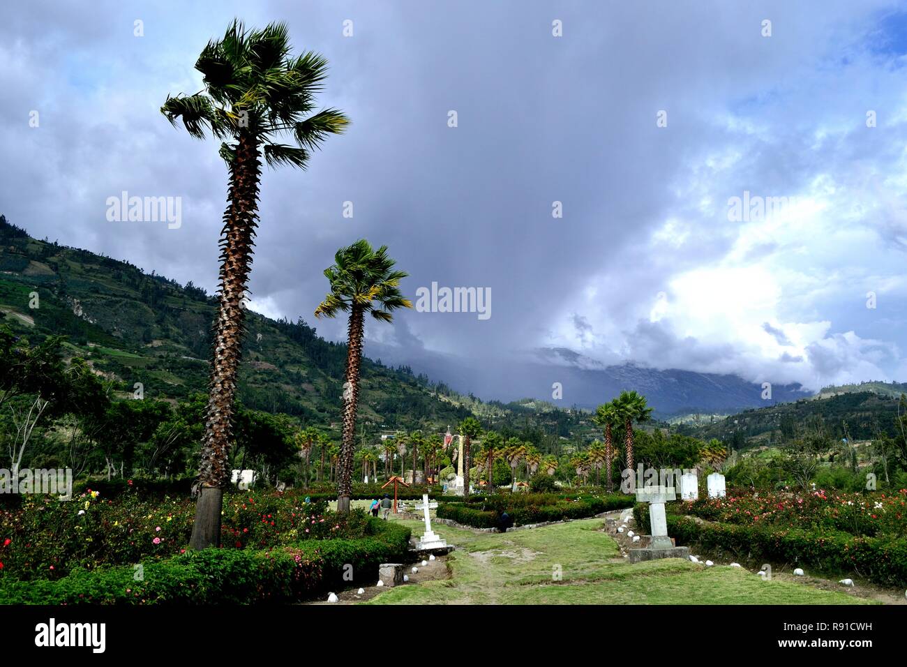 Monument in memory of the fallen - Old Yungay where an earthquake and ...