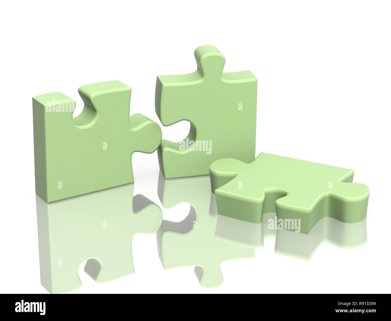 Three parts of a puzzle. Object over white Stock Photo - Alamy
