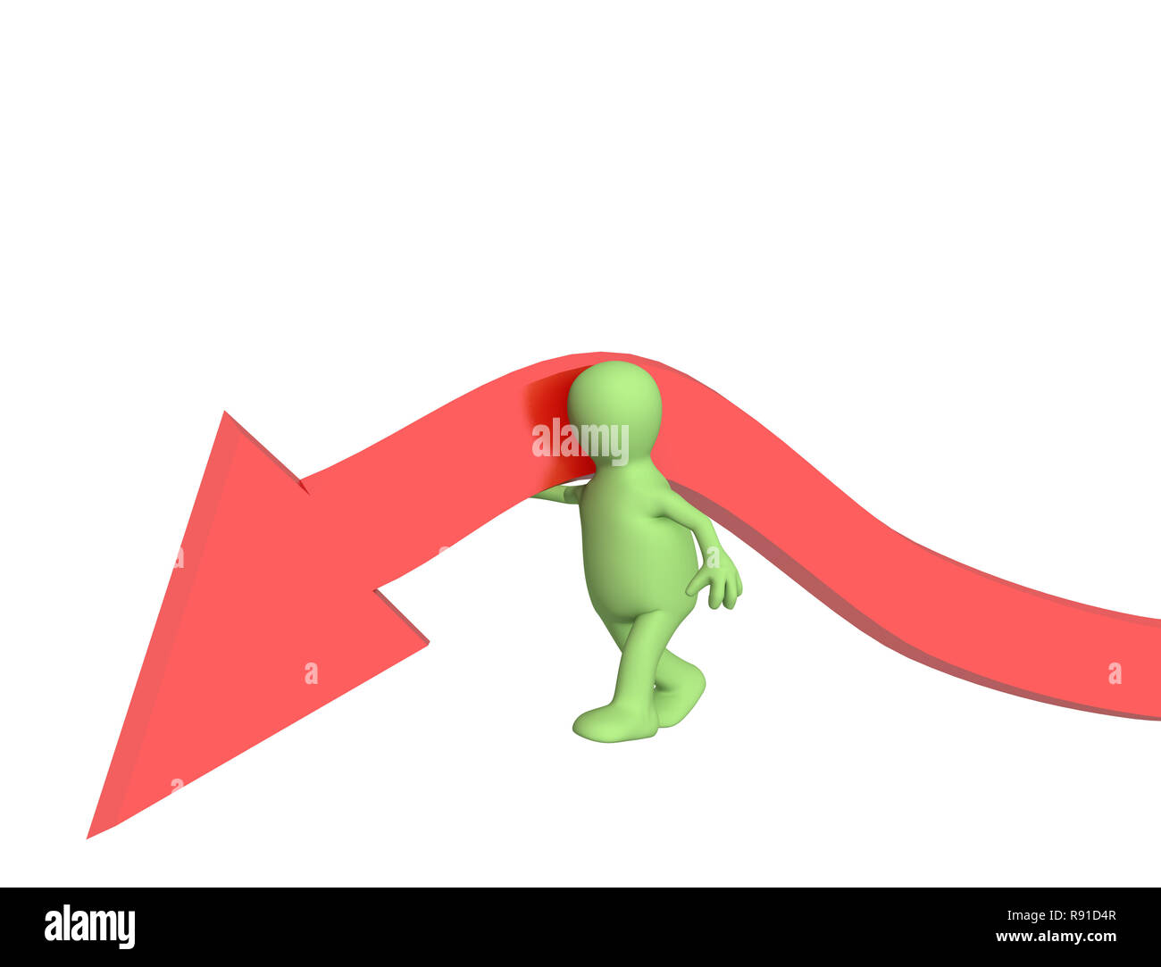 Puppets, supporting the arrow of red color Stock Photo - Alamy