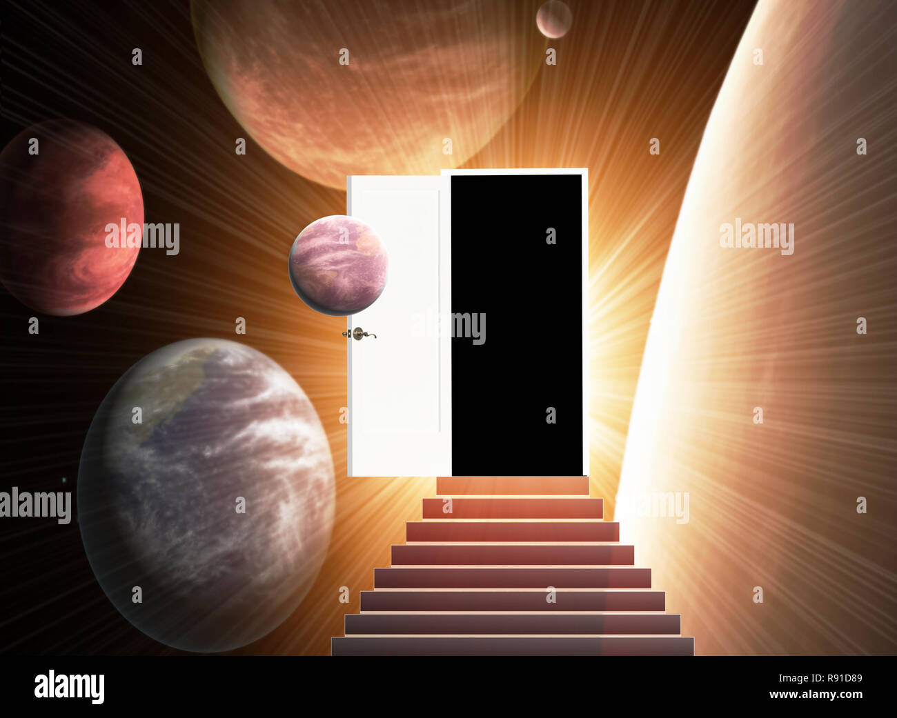 Door open in the alien world Stock Photo - Alamy