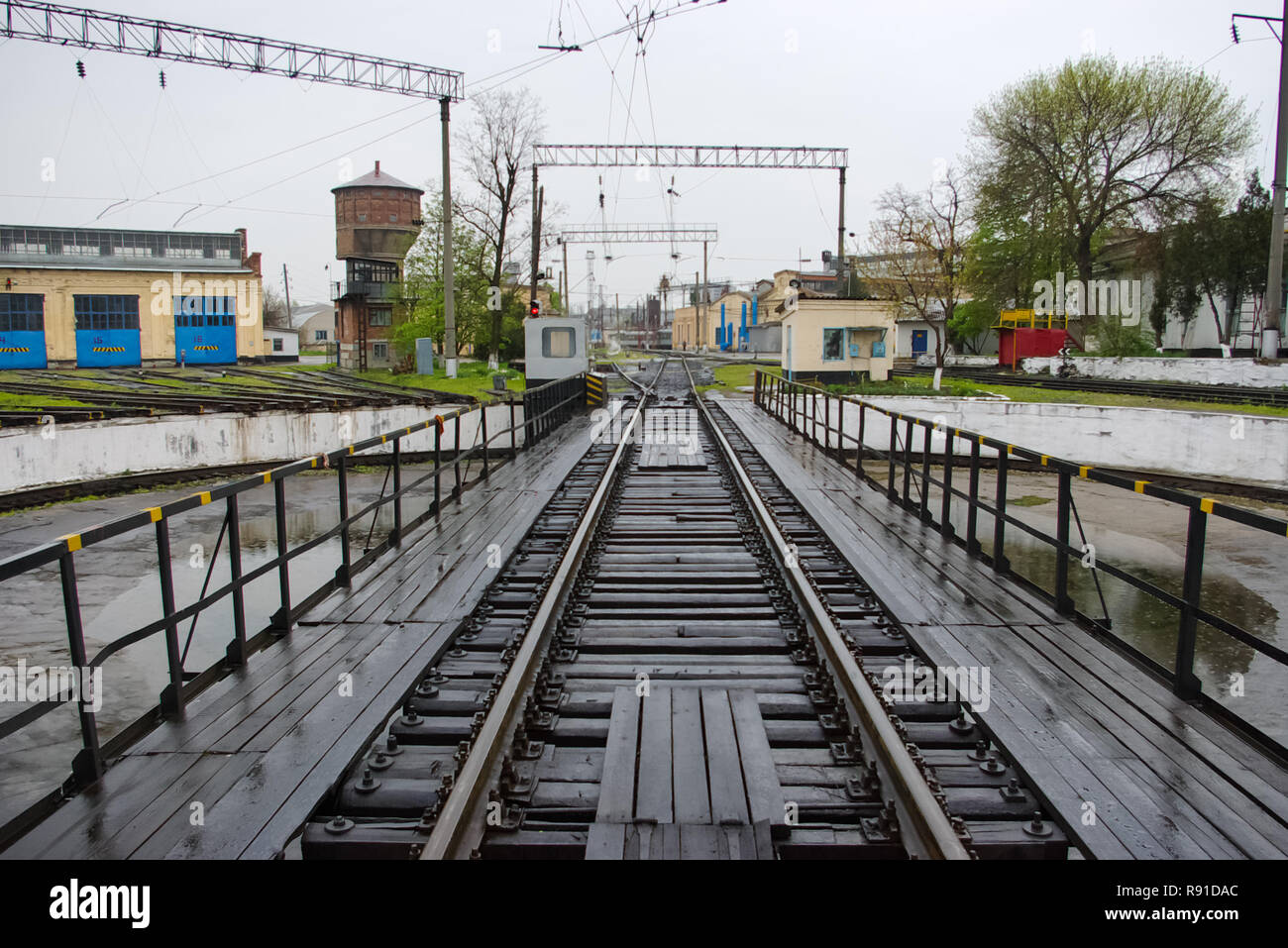 Railway to move trains. a Railway infrastructure Stock Photo - Alamy