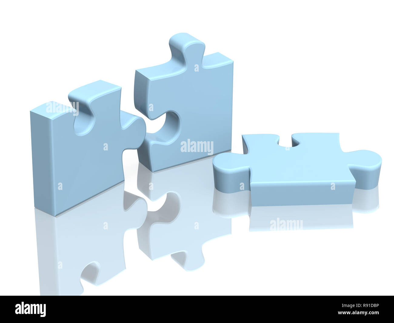 Three parts of a puzzle. Object over white Stock Photo - Alamy
