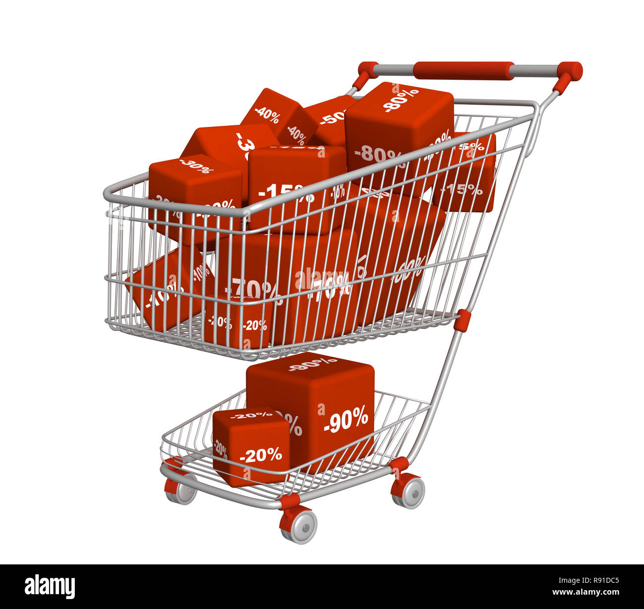 Red boxes with the goods at a discount. Objects over white Stock Photo ...