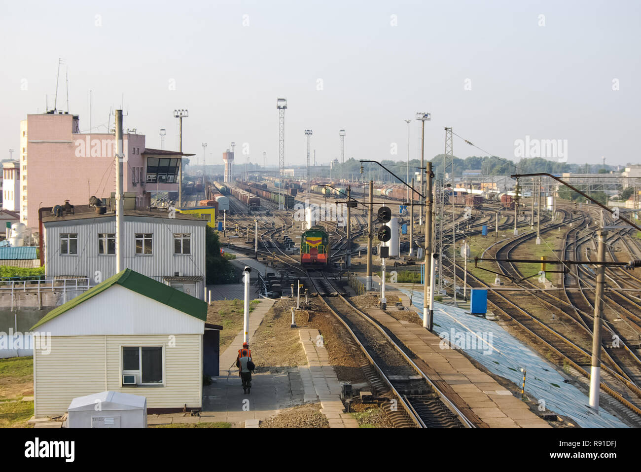 Railway to move trains. a Railway infrastructure Stock Photo - Alamy