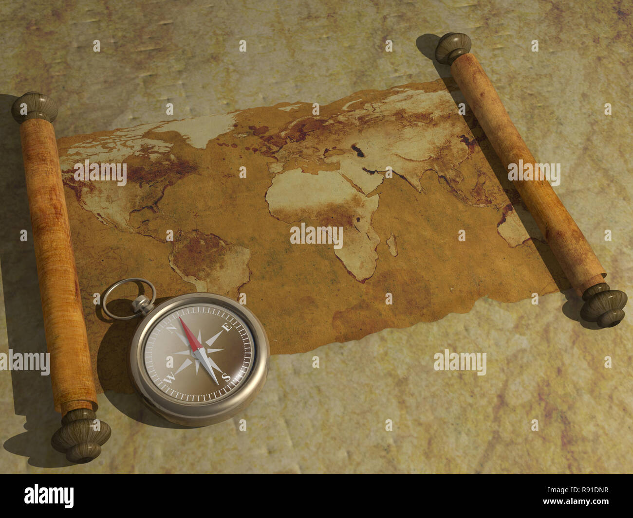 Compass ancient map europe map hi-res stock photography and images - Alamy