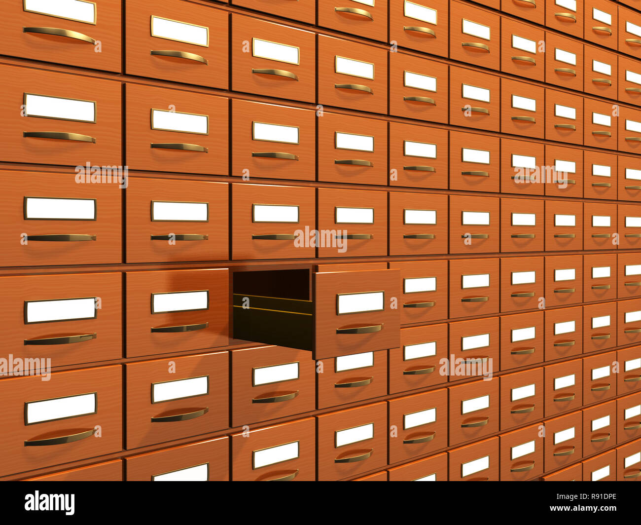 Wooden archival boxes - 3d render Stock Photo - Alamy