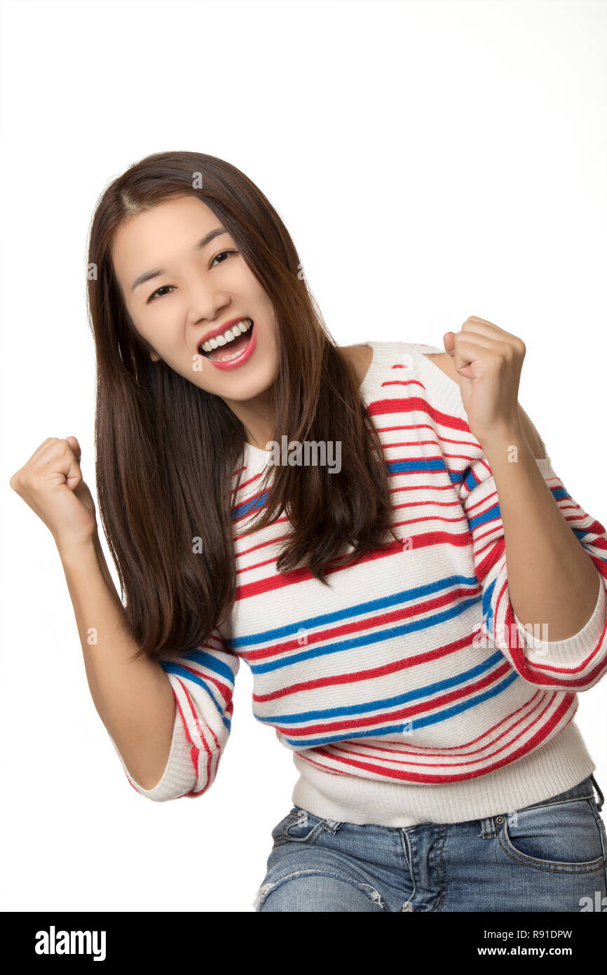 Portrait of a Beautiful Chinese American woman displaying a bit of ...