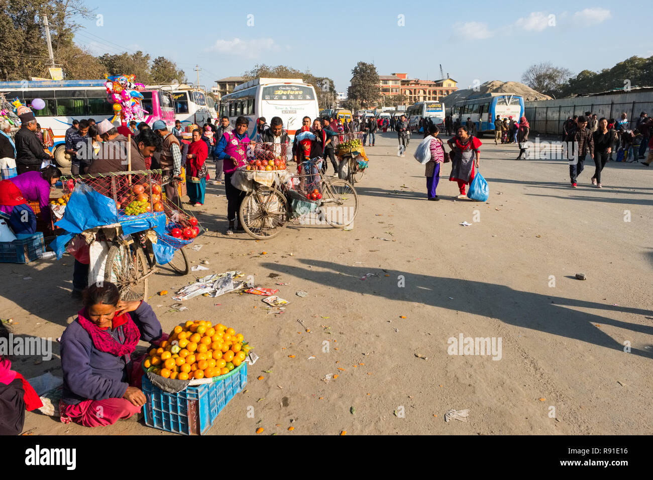 Ratna Park bus station in the centre of Kathmandu, Nepal Stock Photo ...