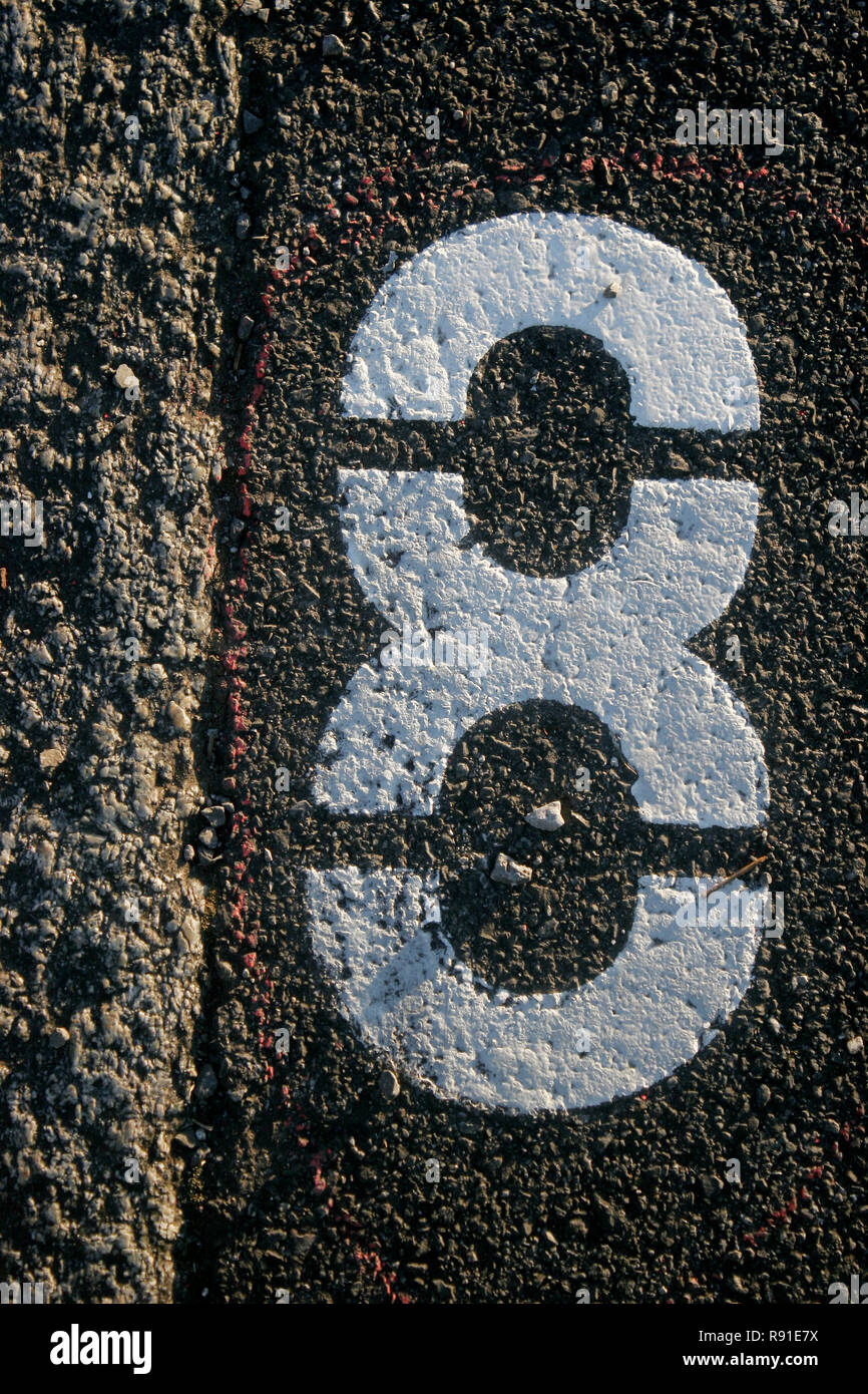 number eight painted stencil on roadl, number eight , number 8 Stock ...