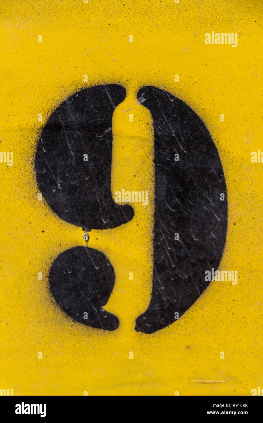 number stencil painted on background, number 9, number nine Stock Photo ...