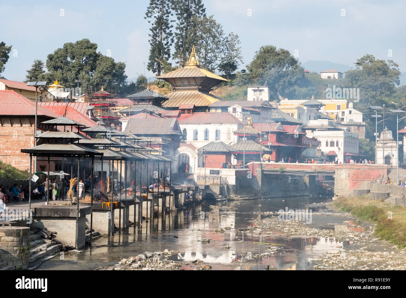 Cremation ghats on the Bagmati river at Pashupatinath, Nepal's most ...