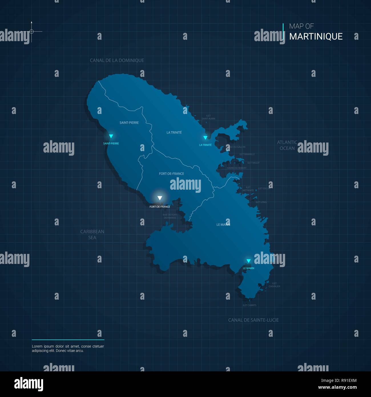 Martinique travel map Stock Vector Images - Alamy