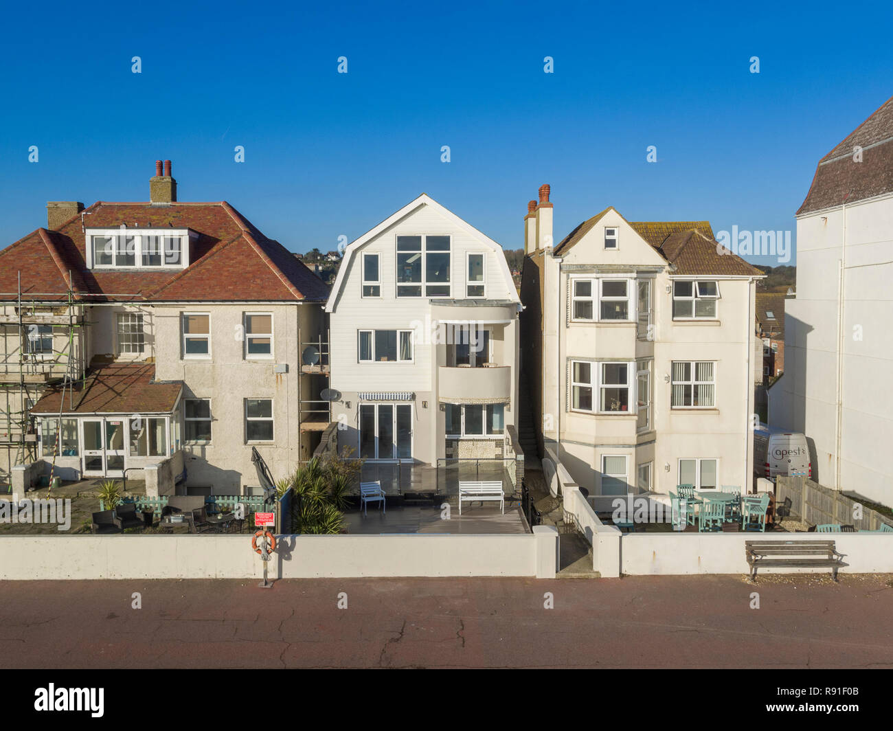 Aerial views from Marine Parade, Hythe, Kent Stock Photo - Alamy