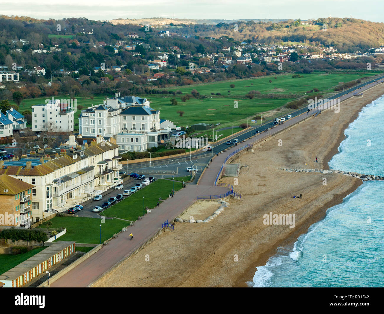 Aerial views from Marine Parade, Hythe, Kent Stock Photo - Alamy
