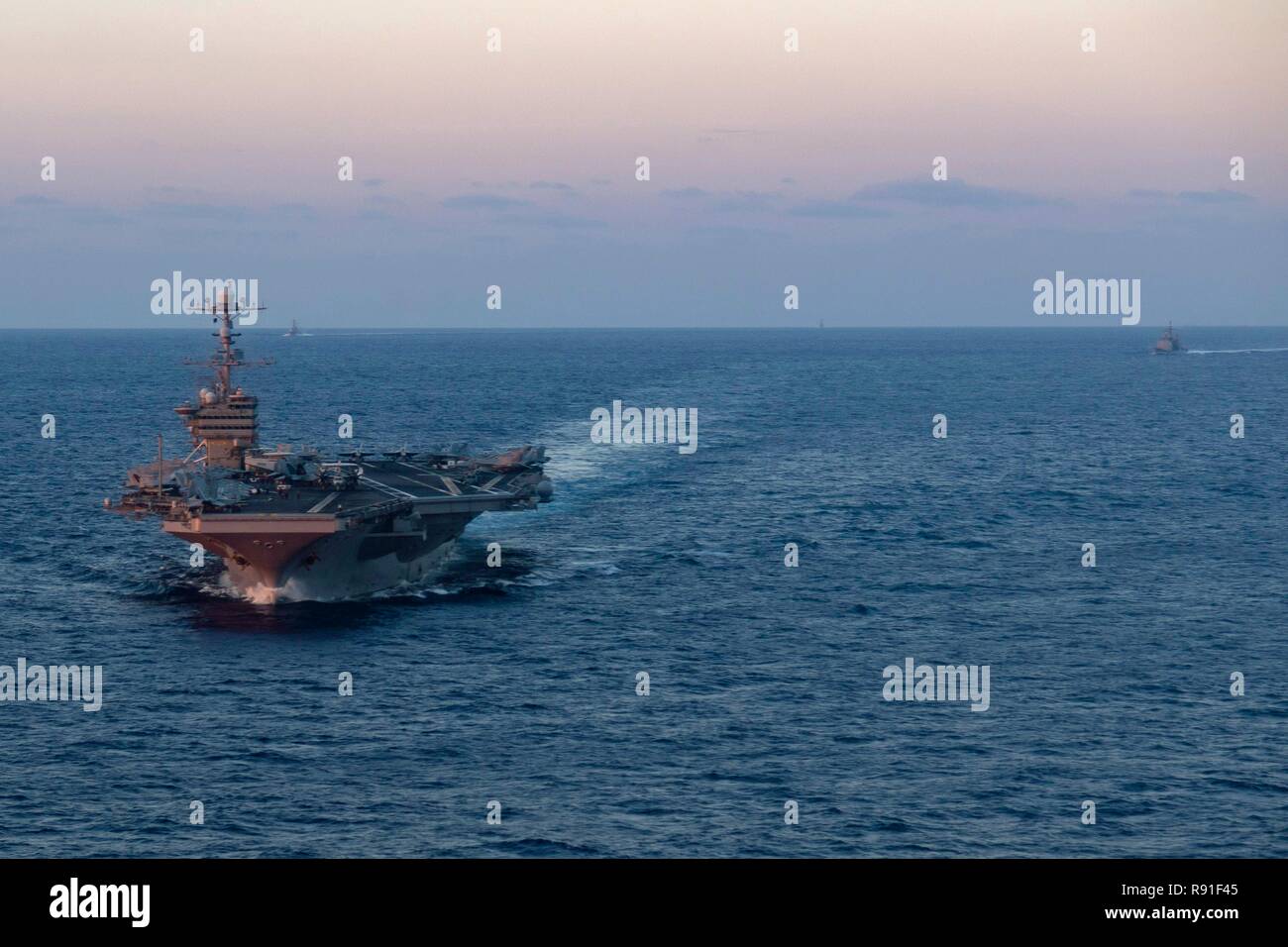 The U.S. Navy Nimitz-class aircraft carrier USS John C. Stennis during patrol November 15, 2018 ...