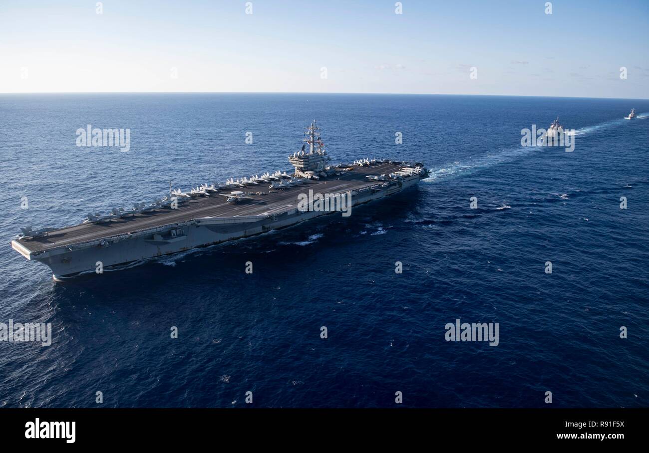 The U S Navy Nimitz Class Aircraft Carrier Uss John C Stennis Leads