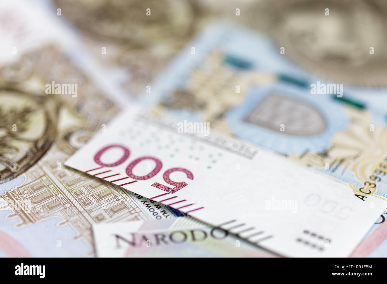 500 PLN banknote macro background Stock Photo - Alamy