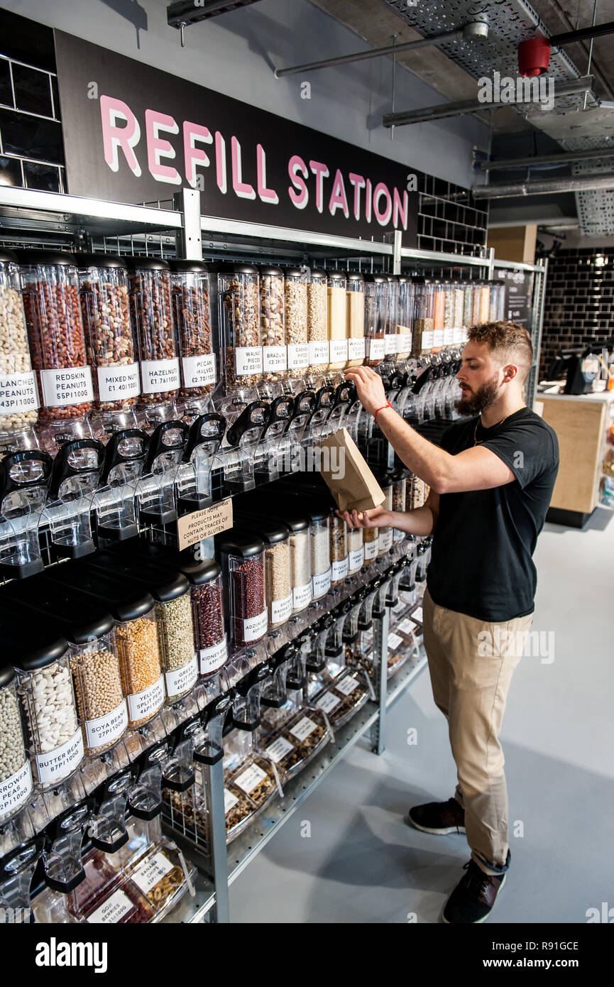 Selection of nuts and seeds at the refill station Stock Photo - Alamy