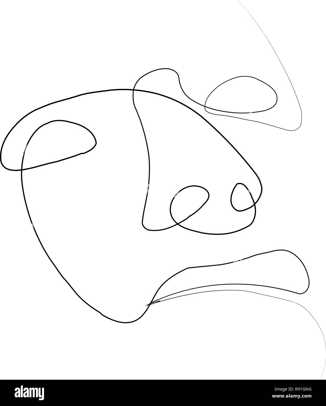 Man of one line. Vector illustration of a black man face on a white ...