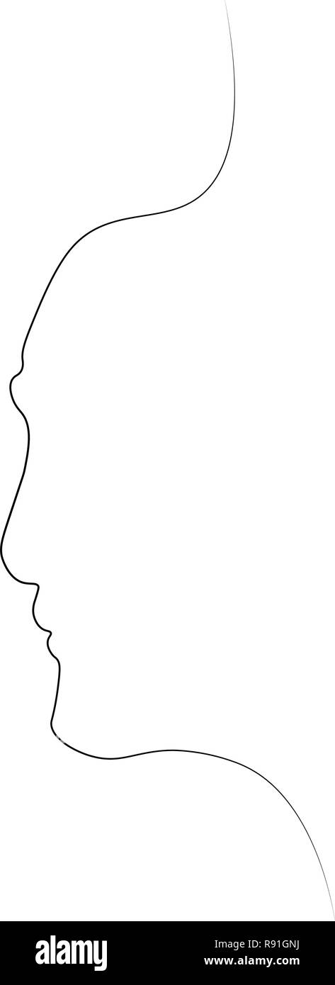 Man of one line. Vector illustration of a black man face on a white ...