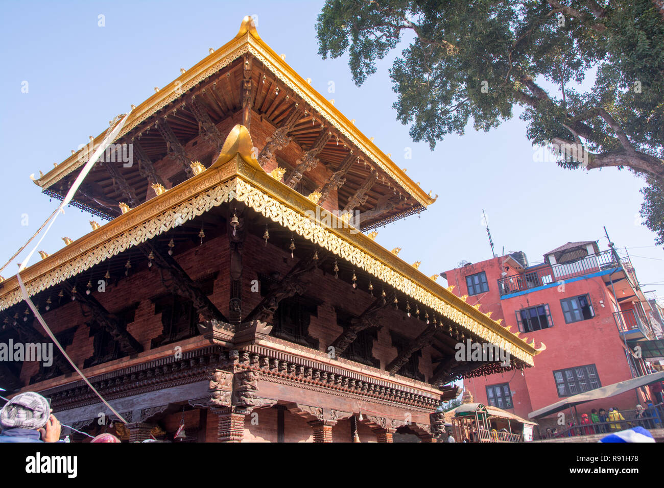 Newly reconstructed golden Manakamana temple - Dec 2018 Stock Photo - Alamy