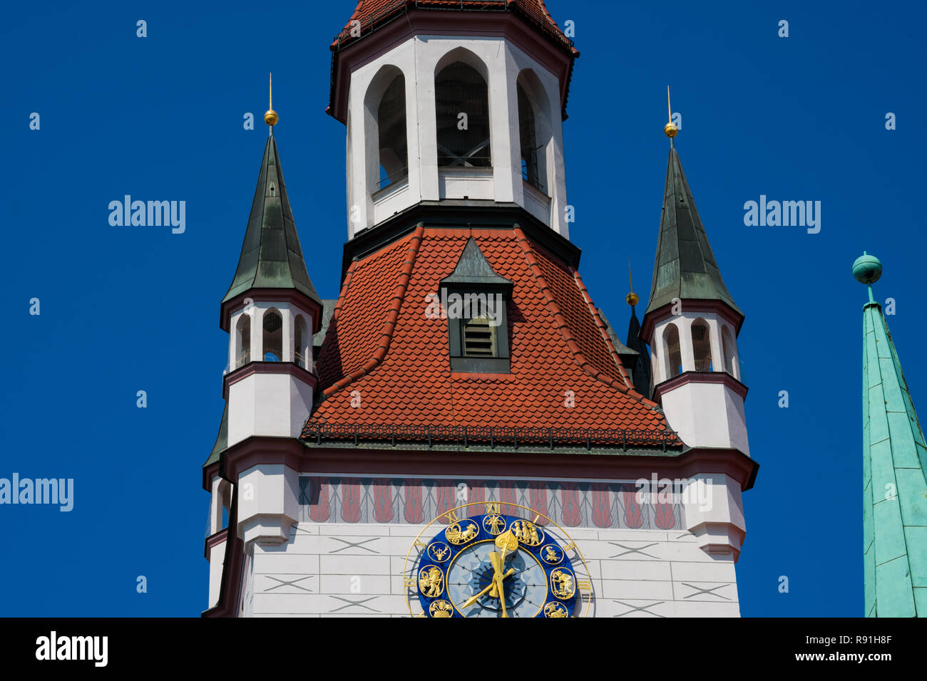 Old Town Hall clock tower (Altes Rathaus) a neo-gothic style building ...