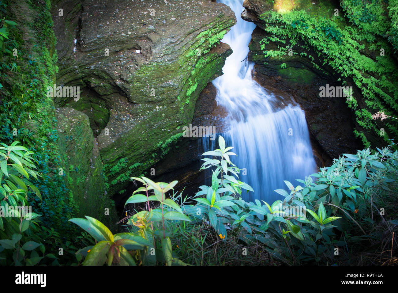Popular place Davis fall waterfall from Pokhara nepal Stock Photo - Alamy