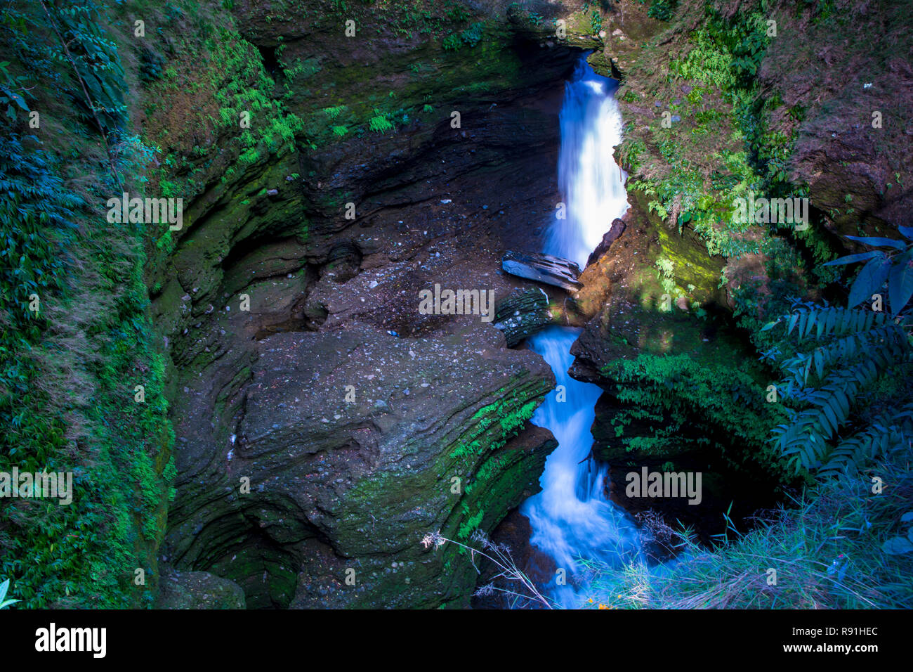 Popular place Davis fall waterfall from Pokhara nepal Stock Photo - Alamy