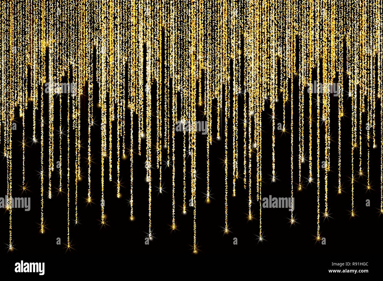 Vector falling in lines gold glitter confetti dots Stock Vector Image ...