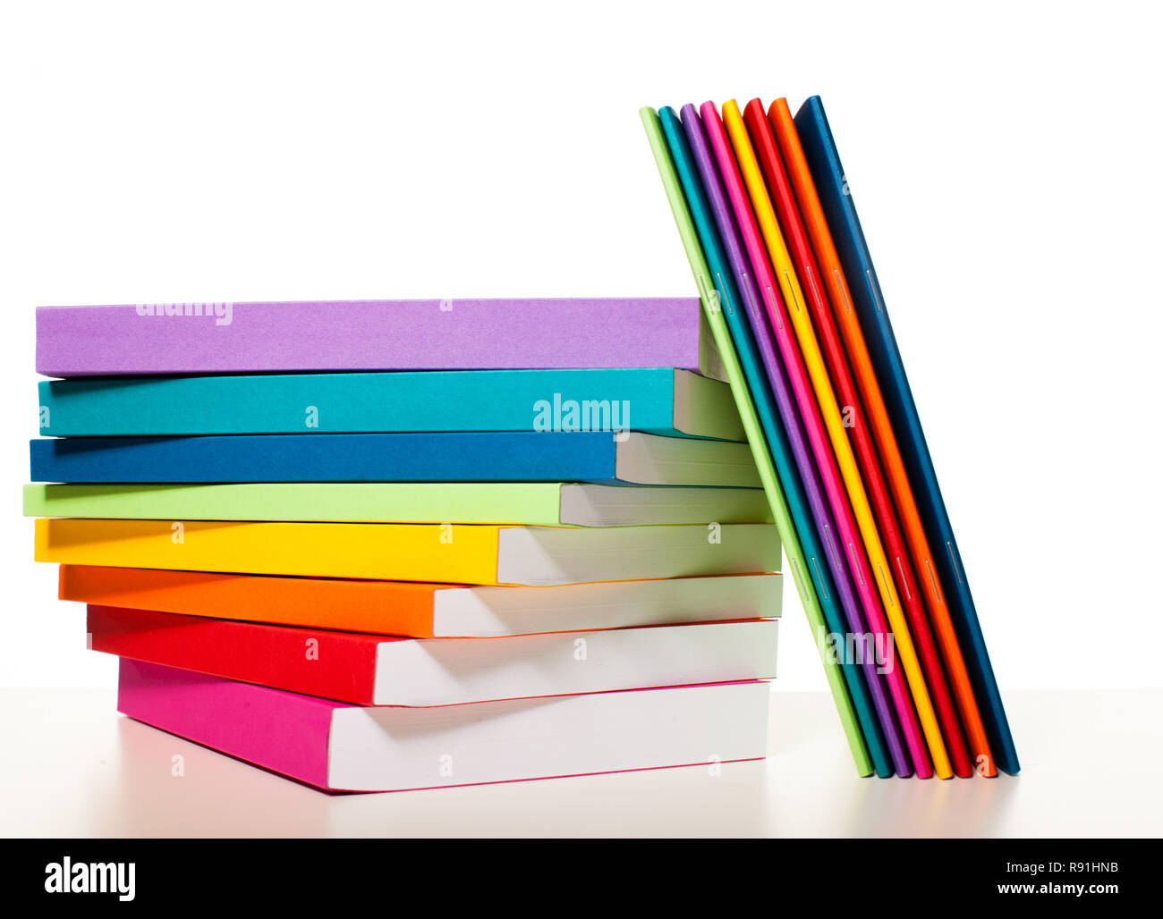 Colorful collection of the books and notebooks Stock Photo - Alamy