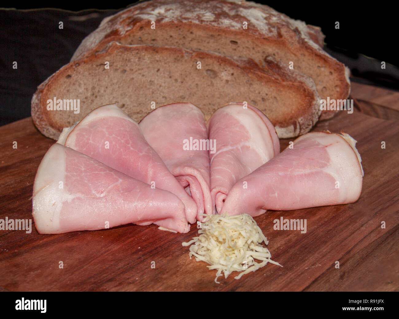 Ham and Bread Snack Stock Photo - Alamy