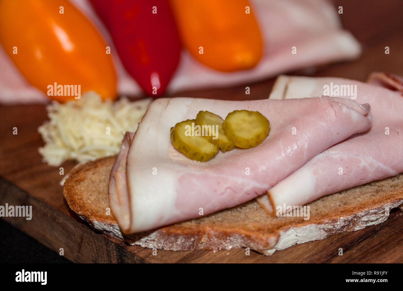 Ham and Bread Snack Stock Photo - Alamy