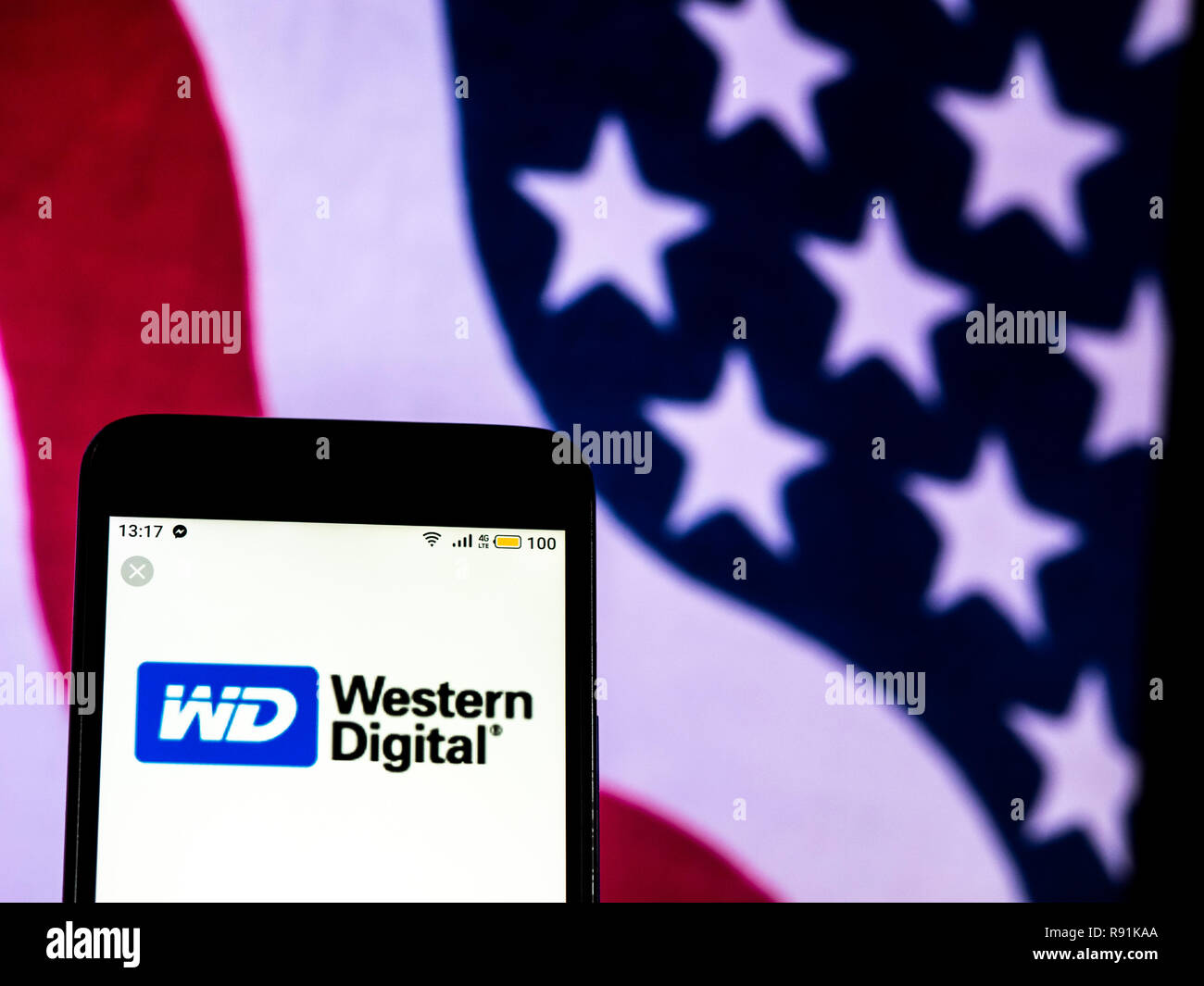 Western Digital Computer company logo seen displayed on smart phone ...