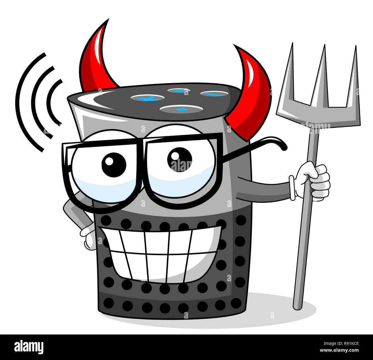 smart speaker cartoon funny devil trident isolated on white Stock Photo ...