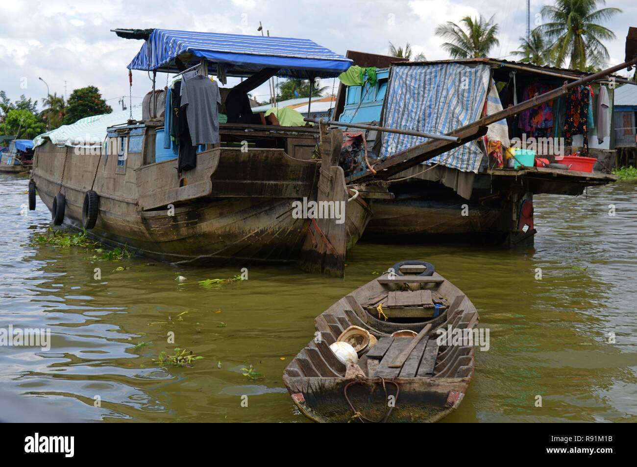 Vietnamese Junk Boats on the Delta Mekong Vietnam Travel Stock Photo ...